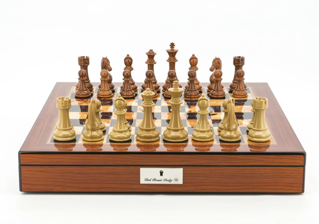 Dal Rossi Italy Chess Set Walnut Shinny Finish 20″ With Compartments ...